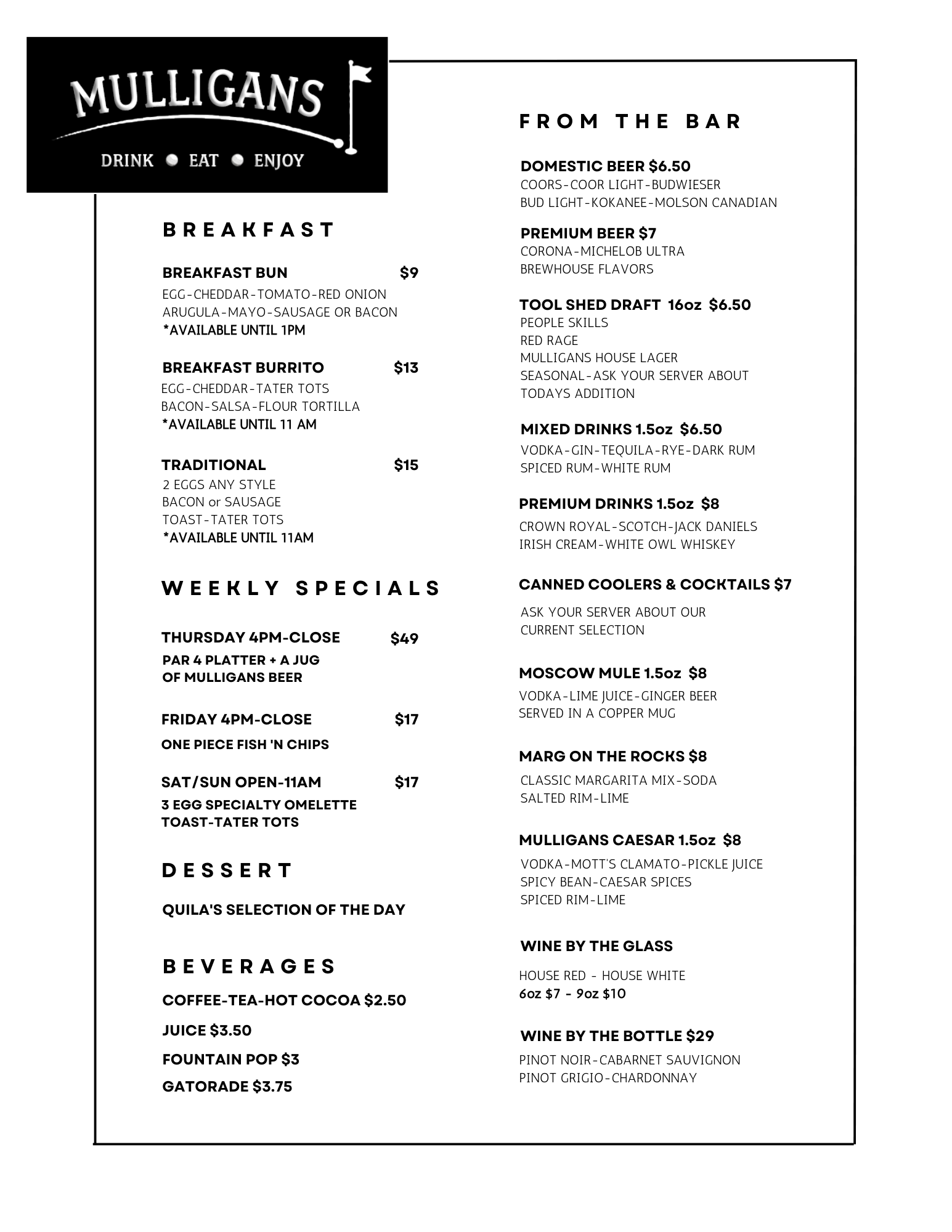 Mulligan's - Nanton Golf Club